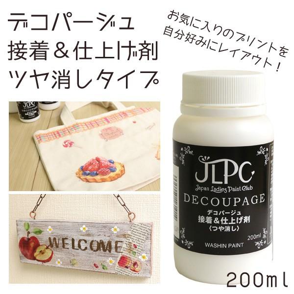 ニス専門メーカーがお届けする国産のデコパージュ専用の接着&amp;仕上げ剤です。乾燥が早く、匂いも少ないので手軽にデコパージュを楽しむことができ、落ち着きのあるつや消し仕上げが特徴です。この1本で接着と仕上げの両方ができます。■容量：200...