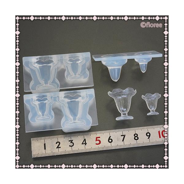 ハードタイプのUV&amp;LEDレジンでご使用頂ける便利なシリコーン型です。フリーで作るのがとても困難な、本格的ミニチュア用「パフェグラス」のモチーフが簡単にたくさん作れます。ミニチュアスイーツ・ミニチュアパン・ミニチュアフード・ドールハ...