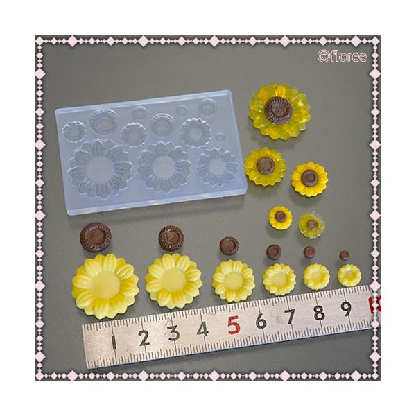 樹脂粘土をはじめとする自然乾燥粘土、オーブン粘土・純銀粘土、UVレジンや2液性のエポキシ樹脂・発泡ウレタンなど化学変化によって硬化するものでご使用頂ける便利なシリコーン型です。粘土などを型につめて抜くだけで簡単に6サイズのひまわりモチーフが...