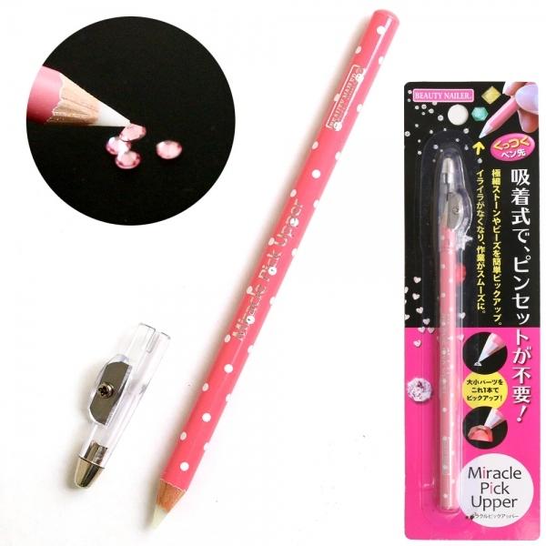 ■サイズ/全長約17cm■カラー/ホワイト・ピンク■削り器の付いたキャップ付ピンセット不要の吸着式ペン先極細ストーンやビーズを簡単ピックアップ。イライラがなくなり、作業がスムーズに。