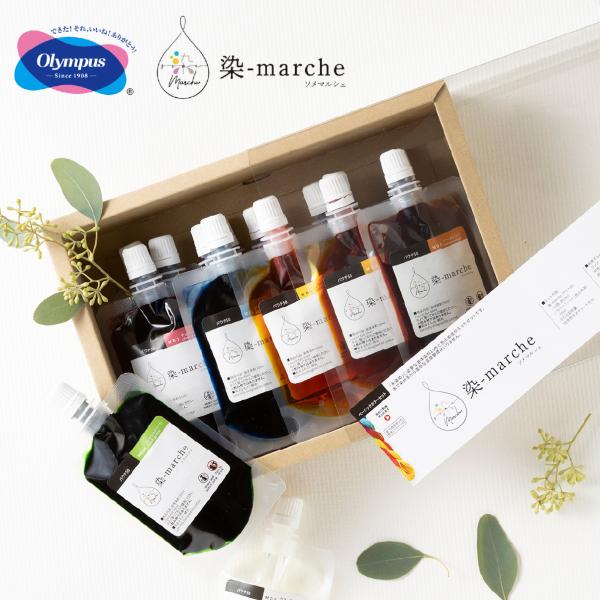 ■キット内容染-marche パウチ50 15色 各50ml・カラーフィット（色止め液） 50ml、作り方説明書（全色色見本チャート付き）液体染料、色止め液■用意するもの染-marche 糸（20/6または20/3）、染-marche イー...