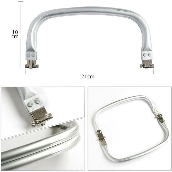 サイズ : 外径約W21xH10cm入り数 : 1本素材 : アルミカバンや財布等の口の部分で使用する金属製のパーツです。がまくちやニューム口金とも言います。