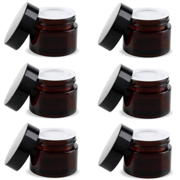 【小分けに】ハンドクリームやアロマクリームの小分けや保存に便利なガラス製のクリーム容器です。サイズバリエーションをご用意していますのでご入用のサイズをお選びください。【内蓋付きで口が広い】内蓋付きなので外蓋にクリームが付かないので清潔にご使...