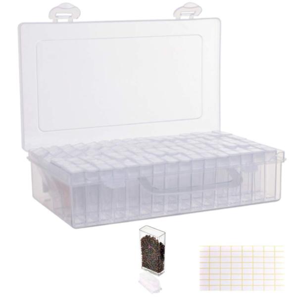 【64個に小分け可能】64個に小分けをしても中身が見えるので必要なものをすぐに見つけることが出来ます。色や種類ごとに収納を楽しんでください。ビーズだけでなく、ラインストーン、グリッター、顔料、粉、ラメ、アクセサリー、指輪などのあらゆる小さい...