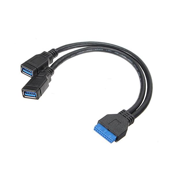 ★併売のため、在庫切れの際はご了承ください。発送委託により倉庫業者がお届けする場合がございます★CY 2ポート USB 3.0 メス - マザーボード 20ピンフロントパネル用ヘッダーケーブル 20cmUSB 3.0 type-A メスをU...