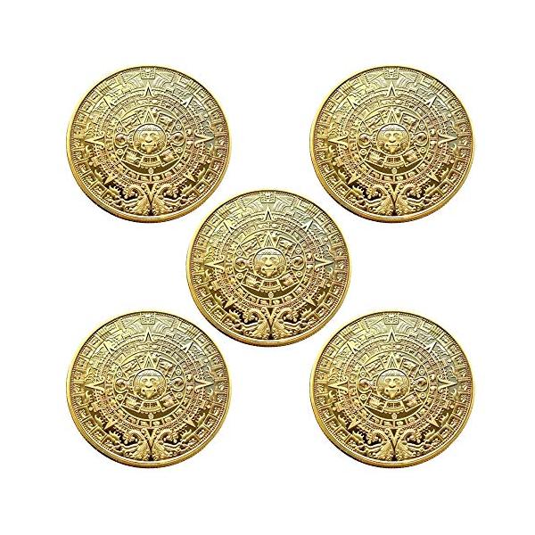 ★併売のため、在庫切れの際はご了承ください。発送委託により倉庫業者がお届けする場合がございます★太陽の石（アステカ・カレンダー）をイメージしたメダルです。【素材】金属製。メッキ。【サイズ】直径：約40mm　厚さ：約1.5mm　重量：約20g...