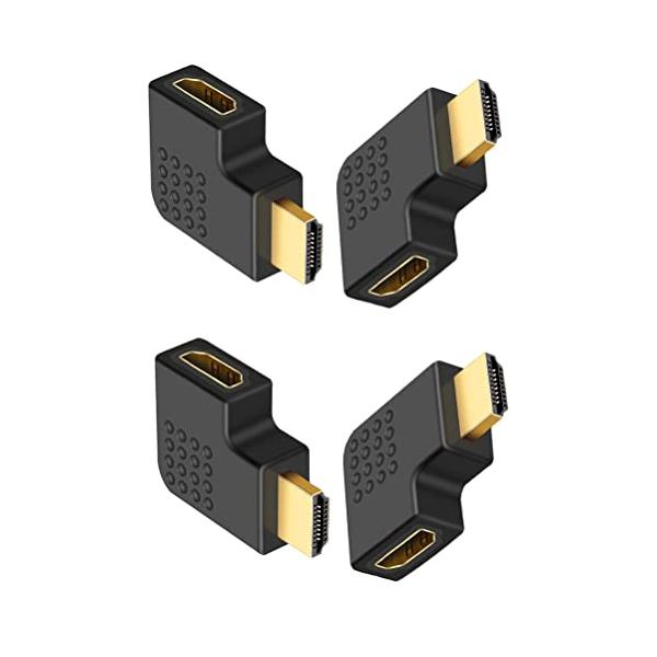 ★併売のため、在庫切れの際はご了承ください。発送委託により倉庫業者がお届けする場合がございます★この商品はHDMIケーブル方向を変えるL字型アダプターです。 コネクタはHDMIーHDMI、オスーメスです。4個セット：左に曲がる*2+右に曲が...