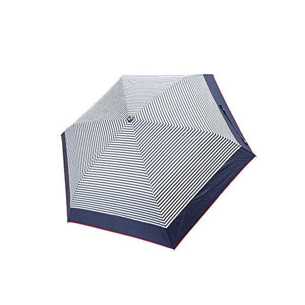 ★併売のため、在庫切れの際はご了承ください。発送委託により倉庫業者がお届けする場合がございます★ＵＶカット 折りたたみ傘 楽折りミニ 50cm マリンボーダー ネイビーxオフ 27514