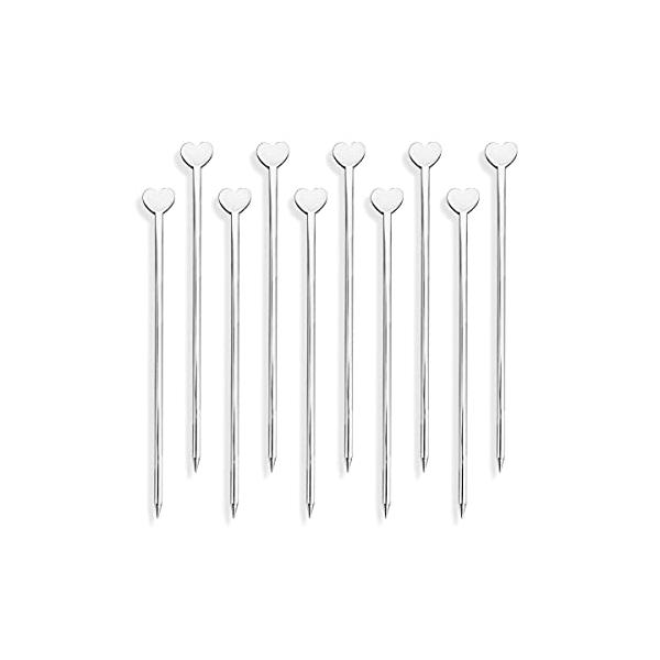 ★併売のため、在庫切れの際はご了承ください。発送委託により倉庫業者がお届けする場合がございます★PartyLife オードブルピン ハート シルバー 10本セット 8cm ステンレス ピンチョス カクテルピン フルーツピック ホームパーティー