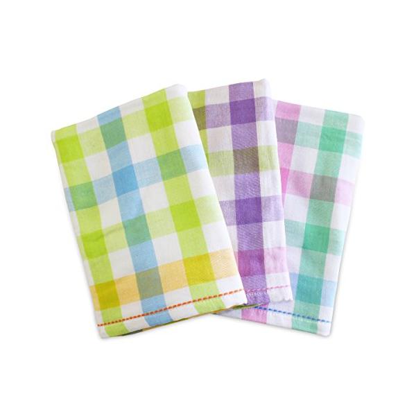 ★併売のため、在庫切れの際はご了承ください。発送委託により倉庫業者がお届けする場合がございます★お洒落な配色のチェックが可愛いバスタオルです♪片面がガーゼ素材なので、軽くて乾きが早いバスタオルです。色違いのチェックのお得な3枚セット！可愛く...