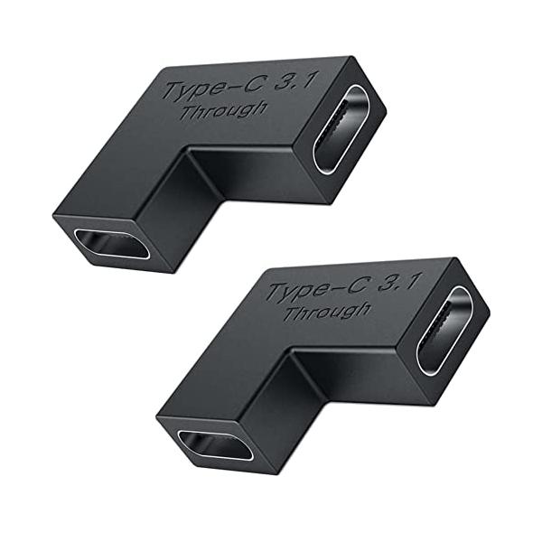 ★併売のため、在庫切れの際はご了承ください。発送委託により倉庫業者がお届けする場合がございます★【Type-C to C メスメスアダプター】L字横90°タイプ USB Type C 2本のUSB-Cケーブルを簡単に接続して、延長ケーブルと...