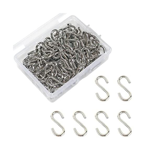 ★併売のため、在庫切れの際はご了承ください。発送委託により倉庫業者がお届けする場合がございます★【パッケージ内容】S字フック100個 フック全長：14mm 耐荷重：2kg以内に限定。【材質】304ステンレース製のフック、錆びの恐れはない。耐...