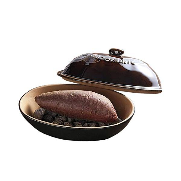 ★併売のため、在庫切れの際はご了承ください。発送委託により倉庫業者がお届けする場合がございます★500Wの電子レンジで10分加熱して、蒸らすだけ！とっても簡単にホクホクの焼き芋が楽しめる「陶製焼きいも器」！陶器と天然石を使用した本格的なつく...