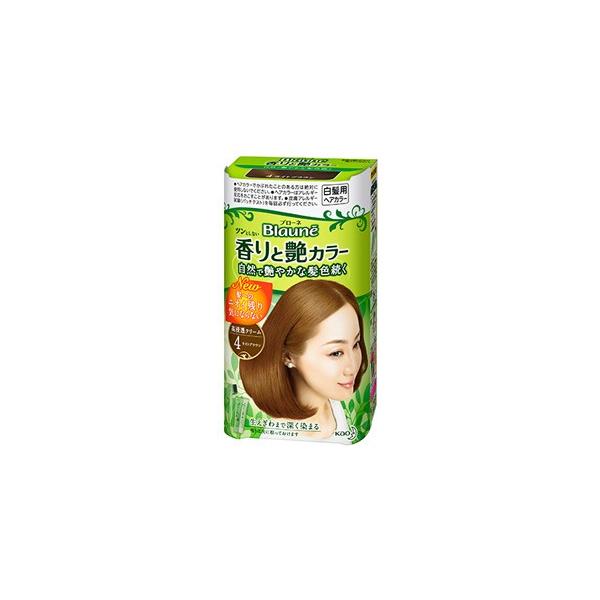 花王　ブローネ　香りと艶カラー　クリーム　4　ライトブラウン　(1個)　白髪用ヘアカラー　【医薬部外品】
