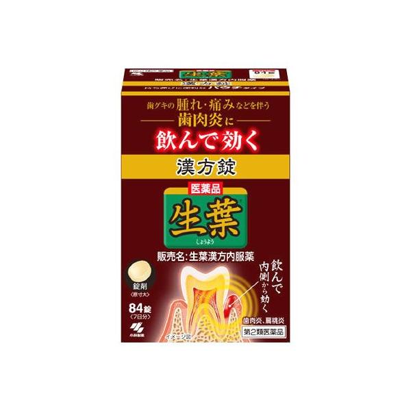 【第2類医薬品】小林製薬　生葉　漢方錠　7日分　(84錠)　生葉漢方内服薬　歯肉炎、扁桃炎　※本商品は医薬品となります。ご購入にあたっては必ずPC版にて商品内容をご確認のうえご購入ください。※お買い上げいただける個数は5個までです