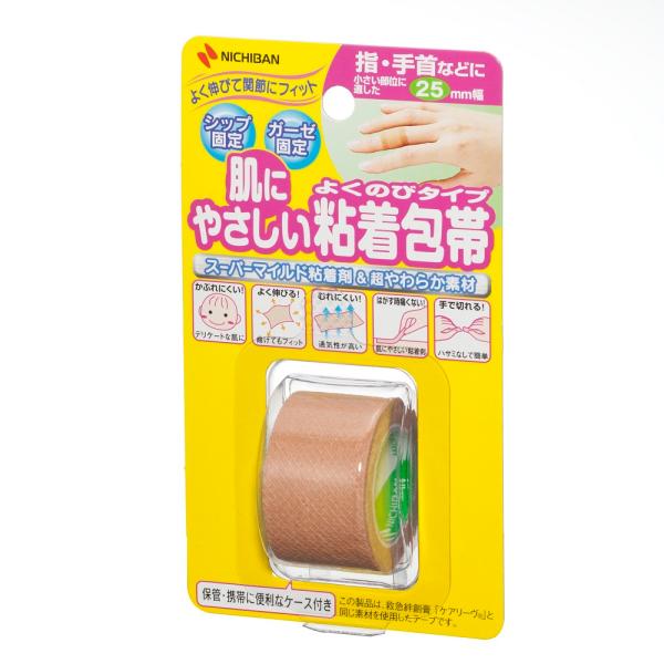 ニチバン　肌にやさしい　粘着包帯　よくのびタイプ　NHB25　幅25mm　(1個)　JANコード：4987167052003