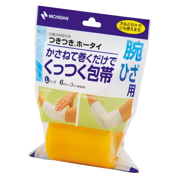 ニチバン　つきつきホータイ　Lサイズ　THL　6cm×3m　(1個)　粘着包帯　腕・ひざ用　JANコード：4987167014513