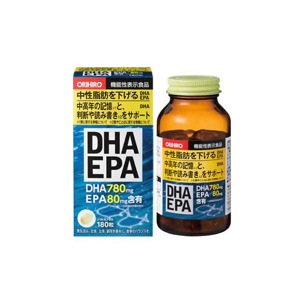 オリヒロ DHA EPA (180粒) ソフトカプセル 機能性表示食品　JANコード：4571157256573　