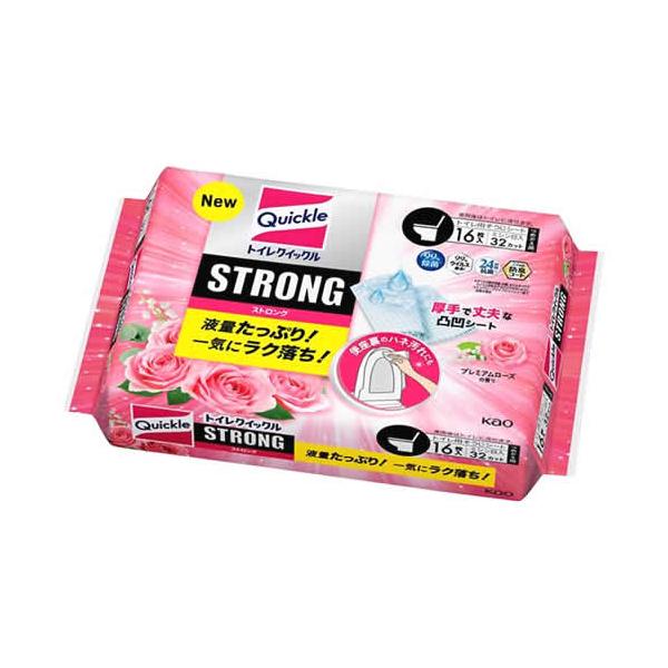 花王 トイレクイックル ストロング プレミアムローズの香り つめかえ用 (16枚) 詰め替え用 トイレ用そうじシート　JANコード：4901301417695