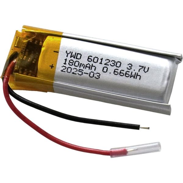 製品名：リチウムポリマー電池 / モデル：601230 / 定格容量：180mah / 定格電圧：3.7V / 充電電圧：4.2V / セル寸法：約6×11.6×32.9mm郵便書簡での発送を予定しております。厚みの制限があるため、梱包材は...