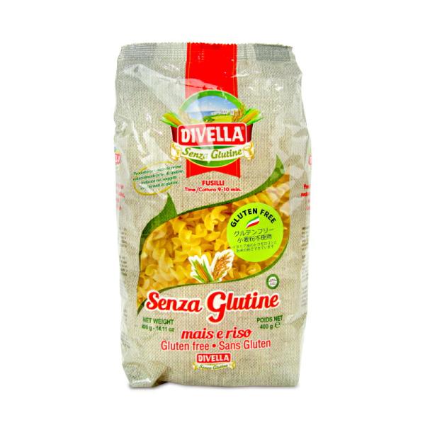 ディヴェッラのグルテンフリーパスタ。グルテン（麩質）を含まないとうもろこし粉と米粉を原料にしています。グルテンアレルギーや、摂取制限のある方、体調が良くなるとうわさされるグルテンフリーダイエットにもご利用いただけます。乳化剤は必要最低限に、...