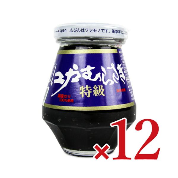 国産のり100％使用海苔佃煮伝統的な製法を極めた、大人の味茶壺をイメージしてデザインされた独特なフォルムの壜形が特徴の商品です。国産（主に三河湾周辺で収穫）の板のりとあおさ海苔（主に伊勢湾、三河湾周辺で収穫）を使用し、鰹節の香りとみりんの風...