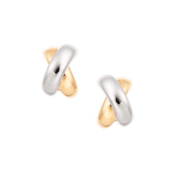 プラチナとイエローゴールド、ふたつのカラーがつやめくスタイリッシュなピアス。どんなファッションにもマッチするクールなイヤージュエリーです。地金素材：K18YG/Pt900大きさ（縦×横）：約7.5×5.5mm