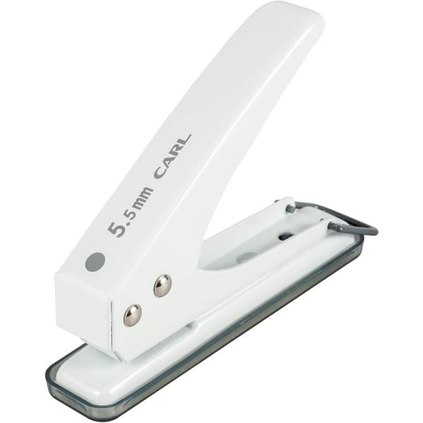 カール事務器(CARL) 穴あけパンチ 1穴 穴径5.5mm 18枚 ホワイト SD-155-W1つだけ穴をあけたい時に使用する、シンプルでスマートなデザインの1穴パンチ。ゼッケン・タグ穴・フック穴・単語帳・ギフトラッピングのタグなど、様々...