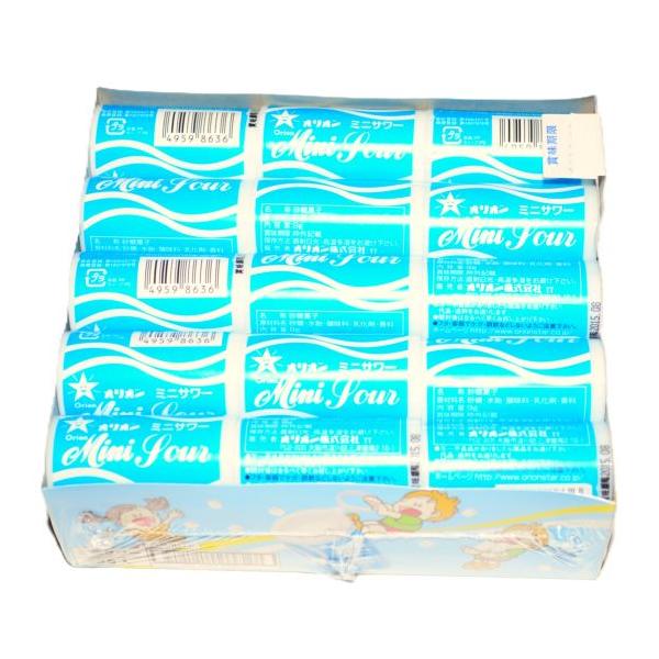 開けたらシュワッ！とはならないけど、食べると口の中はさわやかに・・・●商品名　ミニサワー●商品コード　ORON-D003-11N●発売元　オリオン（株）●原材料名　砂糖、水飴、酸味料、乳化剤、香料●保存方法　直射日光、高温多湿を避けて保存し...