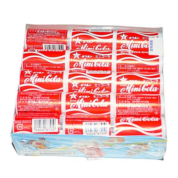 缶ジュースの形をした容器がかわいいね。●商品名　ミニコーラ●商品コード　ORON-D003-12N●発売元　オリオン（株）●原材料名　砂糖、水飴、酸味料、乳化剤、香料、タマリンド色素●保存方法　直射日光、高温多湿を避けて保存して下さい。●内...