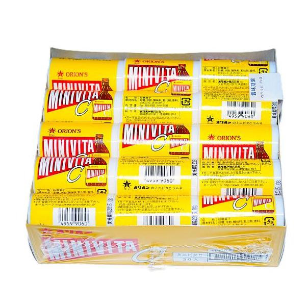 これを食べると元気が出る！かどうかわかりませんが、ビタミンＣは入ってるよ。●商品名　ミニビタＣ●商品コード　ORON-D003-13N●発売元　オリオン（株）●原材料名　砂糖、水飴、酸味料、乳化剤、香料、ビタミンＣ、β-カロチン●保存方法　...