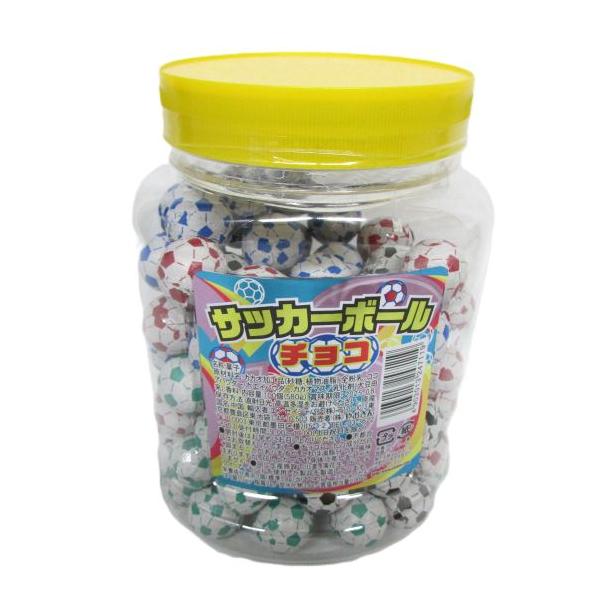 一口サイズのサッカーボール様シールのチョコ！●発売元　(株)やおきん●原材料名　砂糖、ココアバター、全粉乳、カカオマス／乳化剤(大豆由来)●保存方法　直射日光、高温多湿を避け、28℃以下で保存してください。●内容量　100個入り(580ｇ)