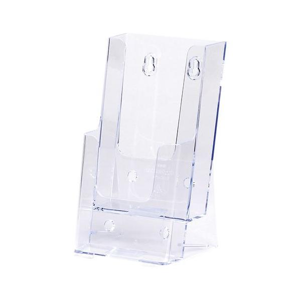 ●規格：Ａ４判３つ折２段●外寸：幅１１１×奥１０８×高２１０ｍｍ●ポケット内寸：幅１０５×奥３３ｍｍ●重量：２１５ｇ●材質：ＰＳ製