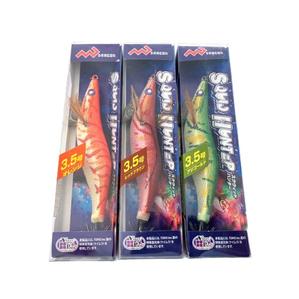 マルシン漁具スクウィッドハンター　３.５号　です。ケイムラボディ仕様リバースデルタボディで抜群の安定性ブラック電気メッキ塗装のカンナ天然鳥毛仕様ディープシンカーカラーピンクオレンジレッドブラウンアジゴールド＊中身は同じですが、パッケージが異...