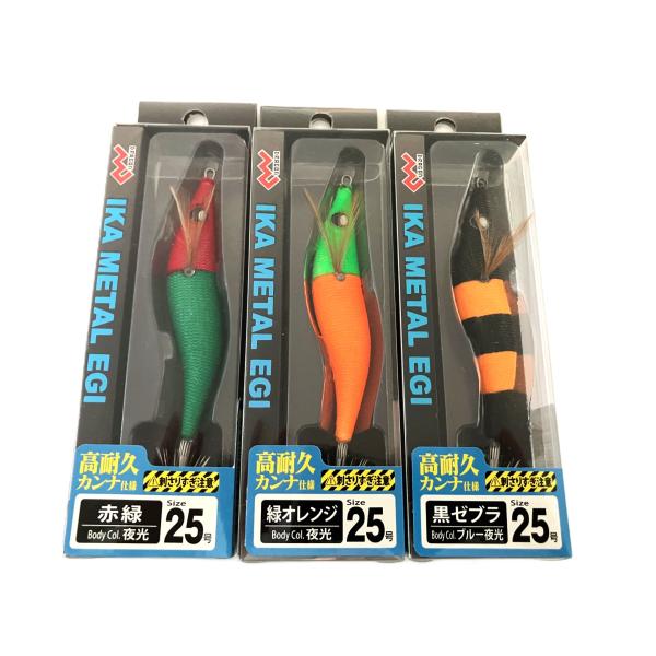 マルシン漁具イカメタルエギ 25号　です。これまでの鉛スッテやイカエギ等の開発データを基に、今回メタルエギ専用にボディを開発。耐久性と摩耗性に優れ、スリム設計のボディとちょい尻上がりの姿勢はフリーフォールでイカが抱きやすいのが本製品の特徴で...