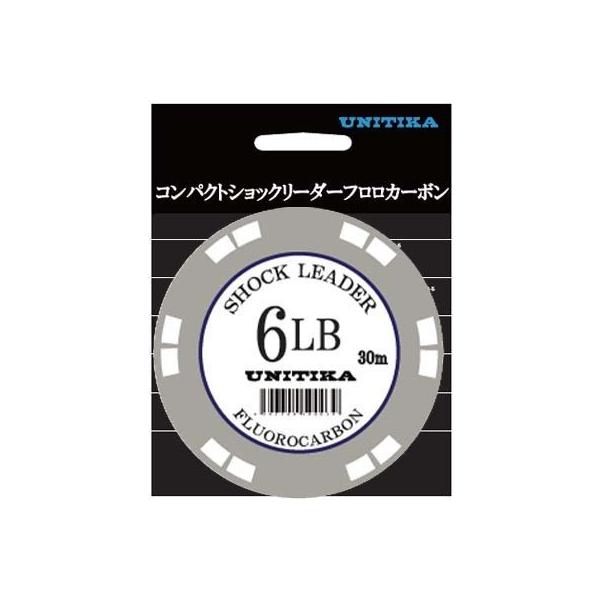 ユニチカコンパクトショックリーダー フロロカーボン 30m 6lb　です。ソフトで高感度のフロロカーボン！！ノットシステムが組みやすくPEラインとの相性も抜群。優れた耐摩耗性と高感度を両立。■TEST lb：6lb■参考号数：1.5号■巻き...