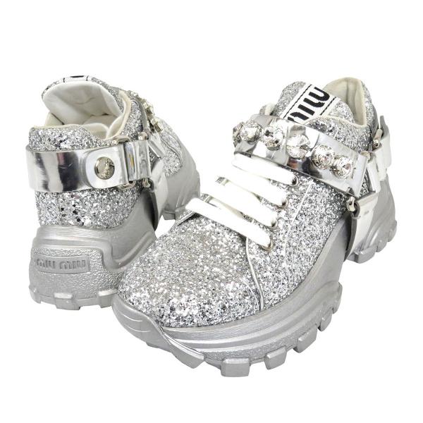 [商品番号] 265760[ブランド名] ミュウミュウ[商品名] ビジュー グリッター スニーカー レディース[付属品] [型番] [サイズ] 36 (参考サイズ：約23cm相当) ヒール約5.5cm[素材] [重量] [商品仕様] [カラ...