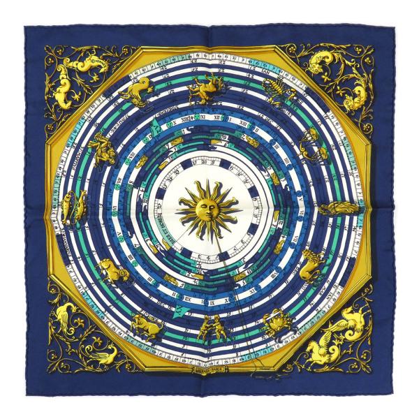 [商品番号] 285131[ブランド名] エルメス[商品名] カレ 45 DIES ET HORE 占星術 ユニセックス[付属品] [型番] [サイズ] 約41.5cm×約42cm[素材] [重量] [商品仕様] [カラー] ネイビー[補足...