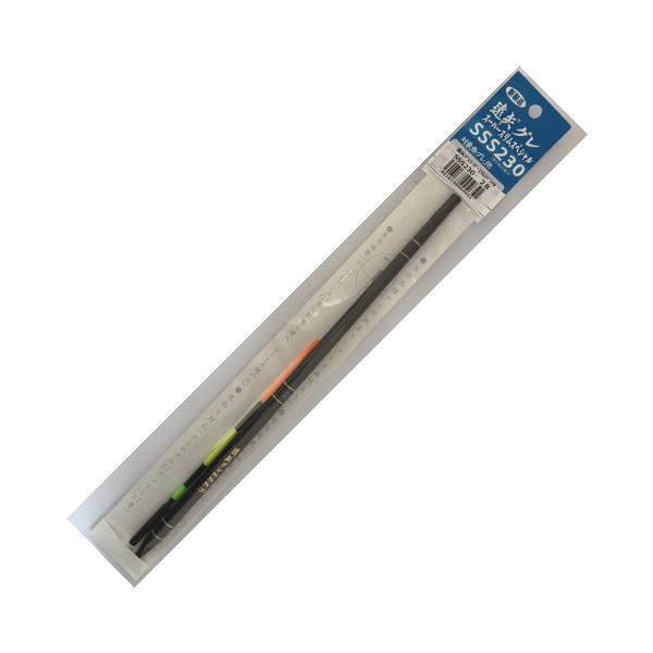 品名：遠矢グレ スーパースリムスペシャル SSS230 残浮力：G2全長：約39cm（10cmトップ装着時）ボディ全長：約23cmボディ最太部：約8mm小型で細身、トップ内にオモリを入れて調整可能。湾内のメジナ釣りに。