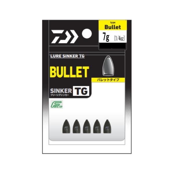 品名：ルアーシンカーTG バレットPROサイズ： 7g（1/4oz）入数：5ぶっ飛び・高感度・スタック激減！高比重（約18）タングステンシンカー。キャスト時ラインを傷付けにくい樹脂パイプを搭載。すり抜け性能の高いバレットタイプ。ターゲットに...
