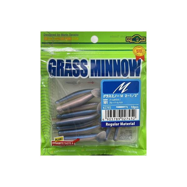 グラスミノーM　2-1/2”カラー：101 パールホワイト/ブルーパールバック入数：10日本だけでなく、世界中の多くのアングラーが絶大な信頼をよせるシャッドテールの傑作が「グラスミノー」。テールが水流を受けることで極めてベイトフィッシュライ...