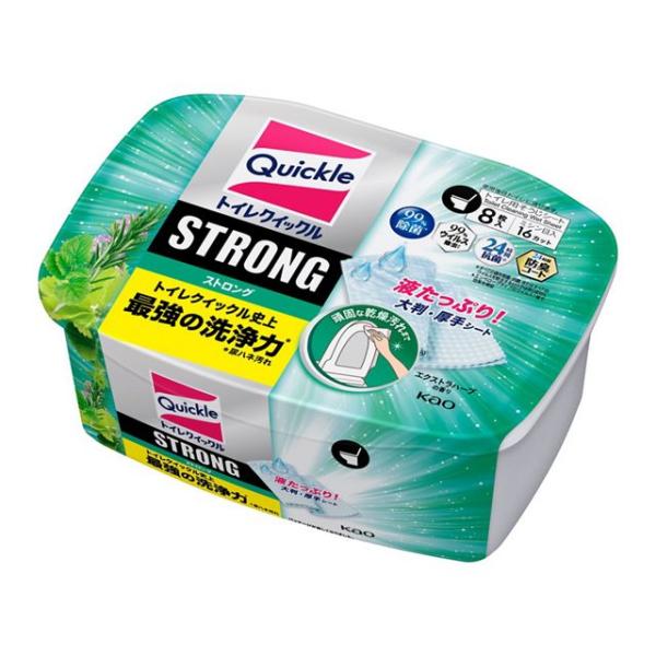 ・液たっぷり大判・厚手シートでトイレすっきり！・トイレクイックル史上　最強の洗浄力*！液量たっぷりだから、頑固な乾燥汚れも一気にラク落ち！・大判・厚手シートシートでトイレまるごとこれ１枚ですっきり。・エクストラハーブの香りで、心地よいトイレ...