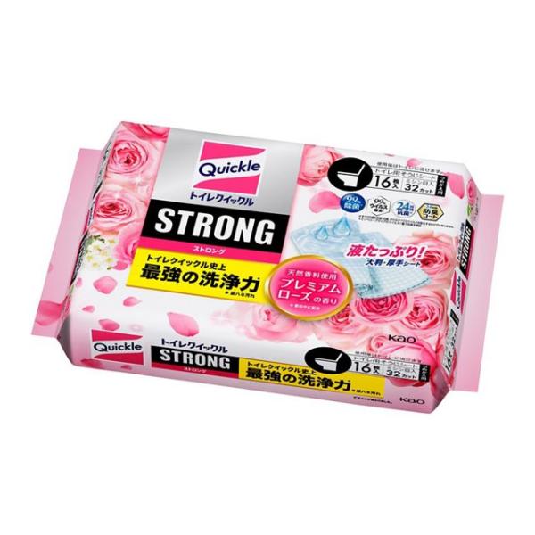 ・液たっぷり大判・厚手シートでトイレすっきり！・トイレクイックル史上　最強の洗浄力※！液量たっぷりだから、頑固な乾燥汚れも一気にラク落ち！・大判・厚手シートでトイレまるごとこれ１枚ですっきり。・プレミアムローズの香りで、心地よいトイレ空間続...
