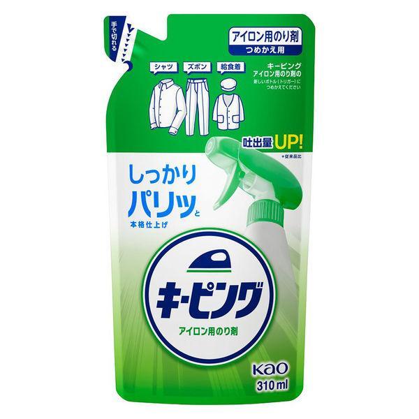 花王 キーピング アイロン用 のり剤 つめかえ用 310ml クリックポスト対応品・衣類をパリッと仕上げて、仕上がりが長持ちします。エリ・そでなどの汚れもつきにくくなります。高温でもこげつきません。クリックポスト商品は3個まで1個口です。宅...