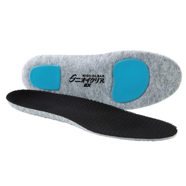 靴のニオイ「も」実感消臭!120万点売れたニオイクリアシリーズに待望のインソールが追加。フェルトカップインソールでクッション性・吸湿性を発揮。超衝撃吸収素材「アクリル発泡体」をつま先・カカト部に搭載。足・ひざ・腰への負担を軽減。ニオイクリア...