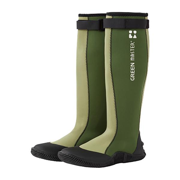 【商品名】グリーンマスター【特徴】・完全防水！！・ずり落ち防止ベルトでらくらくフィット。・軽くて伸縮性のよい合成ゴムを使用。　 やわらかくて脱ぎ履きのしやすいフィット感のあるブーツです。・ヒールのないフラットな靴底なので、足場に跡(穴)が残...