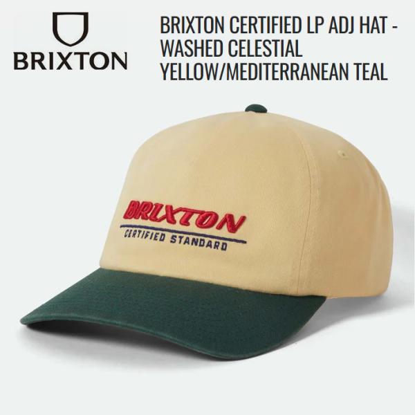 BRIXTON ブリクストンCERTIFIED LP ADJ HAT -WASHED CELESTIAL YELLOW/MEDITERRANEAN TEALLP（ロープロファイル）： 浅めの被り心地で、クセのないベーシックなシルエット。【D...
