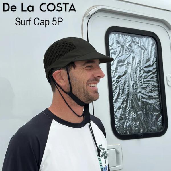 De La COSTA ”Surf Cap 5P デラコスタ サーフキャップ ５パネルツバにはプラスティックワイヤーが入っているため、ツバを上げることができます。取り外し可能な流れ留めリーシュ付き。  本商品の売り上げの一部をサーフライダー...