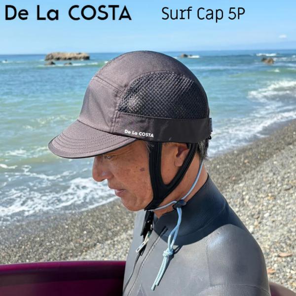 De La COSTA De La COSTA Surf Cap 5P デ ラ コスタ スナップバックサーフキャップ サイド部分がメッシュになっていて通気性、水抜けが良いです。 ツバは短く、若干下を向いているので、ドルフィン時の抵抗が少ない...