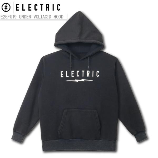 ELECTRIC エレクトリックUNDERVOLT ACID HOOD -BLACKE25FU0925年秋冬モデル人気No1のアンダーボルトロゴ程よいヴィンテージ感が漂うようにアシッド(ムラ)加工が施されています。